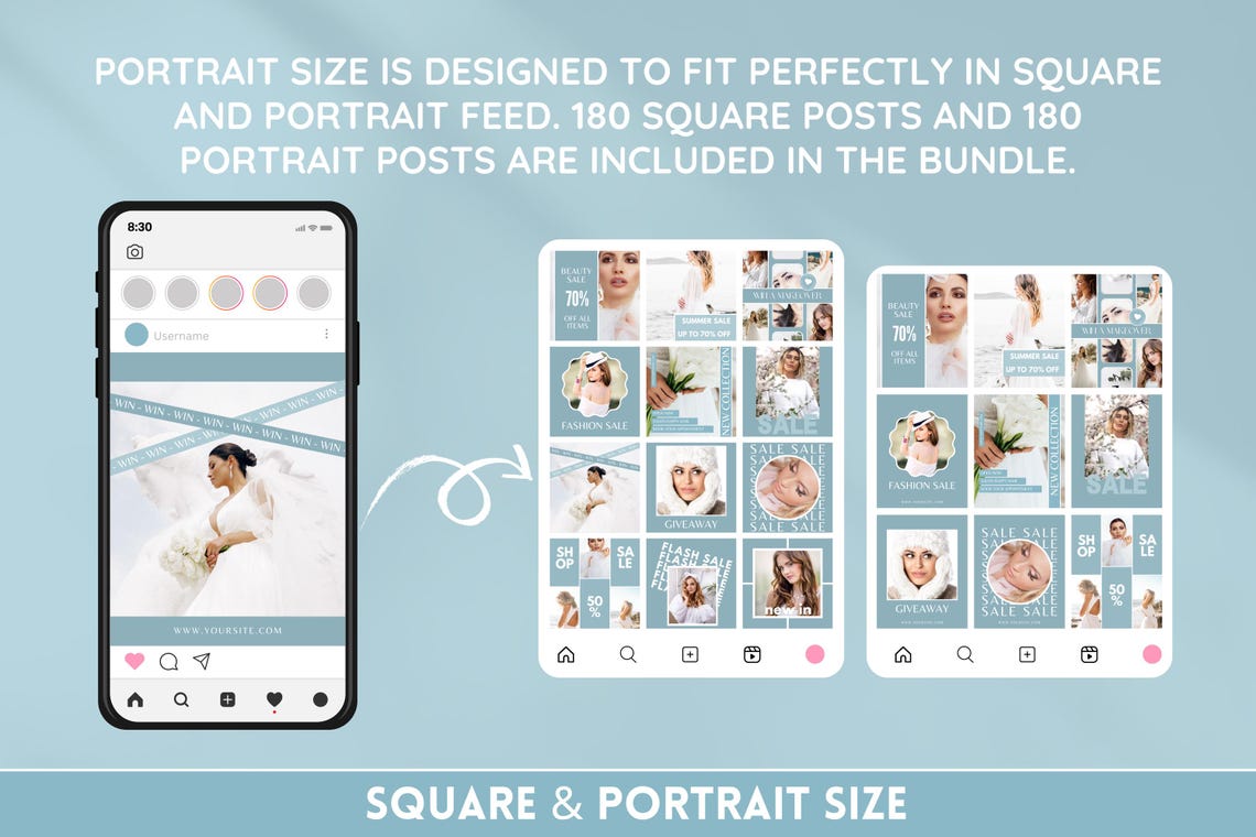 Instagram Template Bundle: Blue Social Media Branding Kit - Posts ...