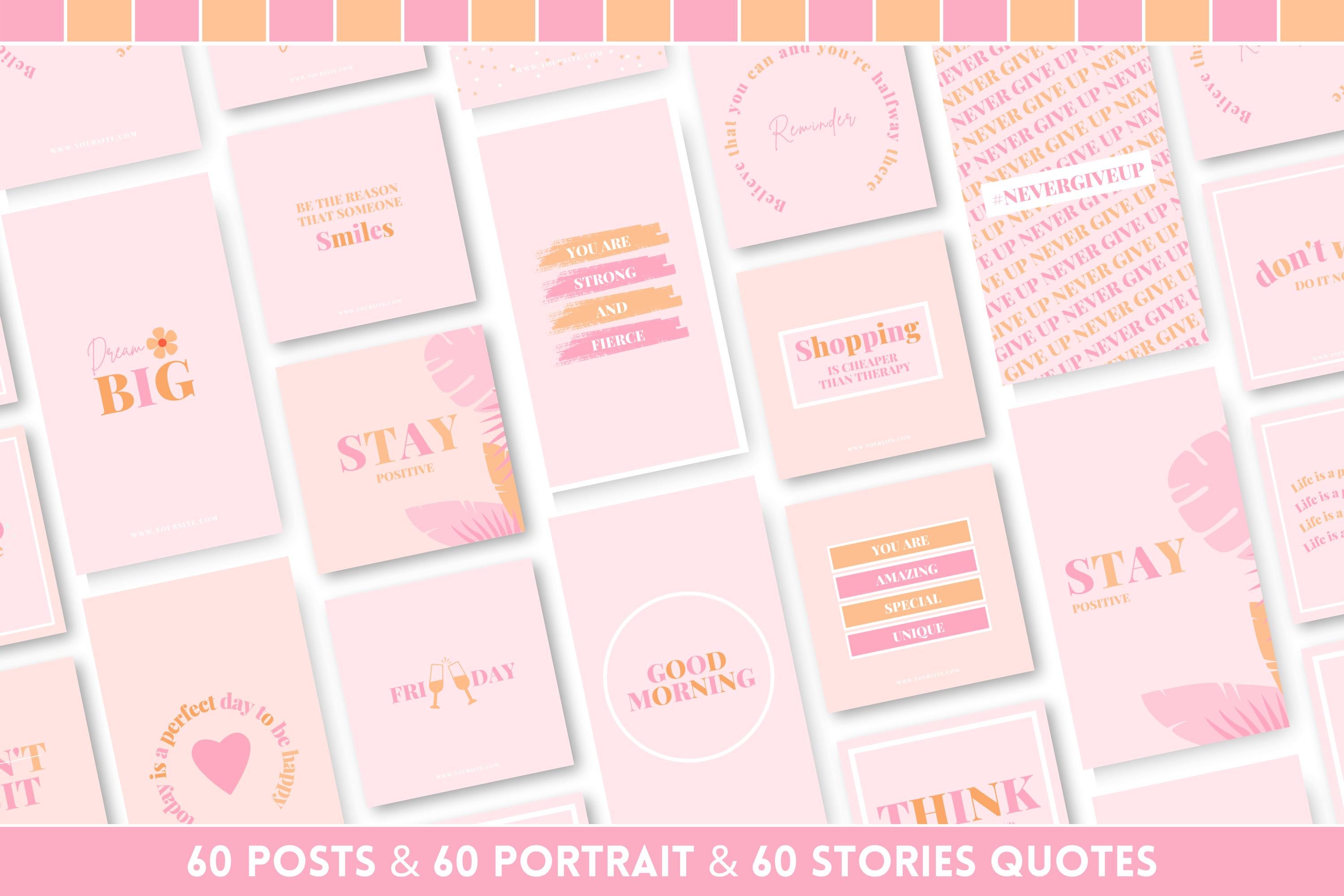 Instagram Templates Kit: Cute Girly Pastel Portraits, Posts, Stories ...