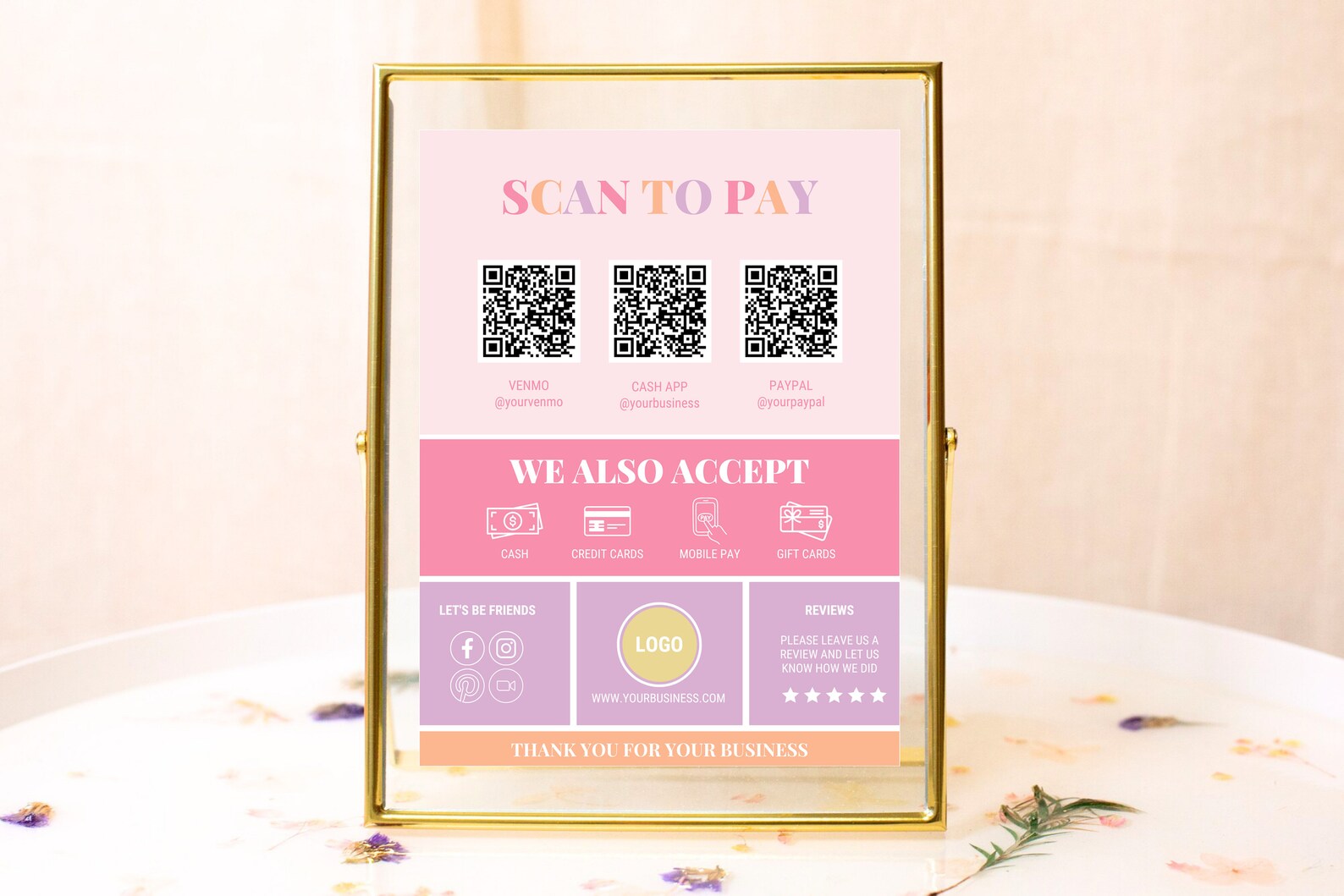QR Code Sign Scan to Pay Template - Easy Payment & Follow Us on Social ...