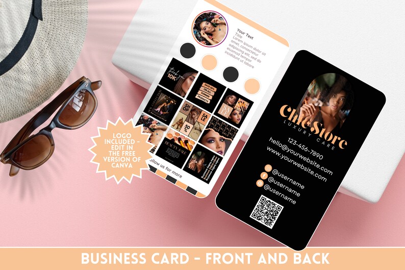Black Rose Business Card Template With QR Code and Social Media Icons ...