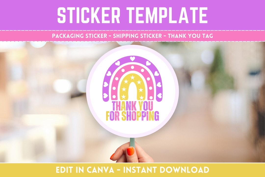 Cute Thank You Sticker Template - Label Template for Fun Packaging ...