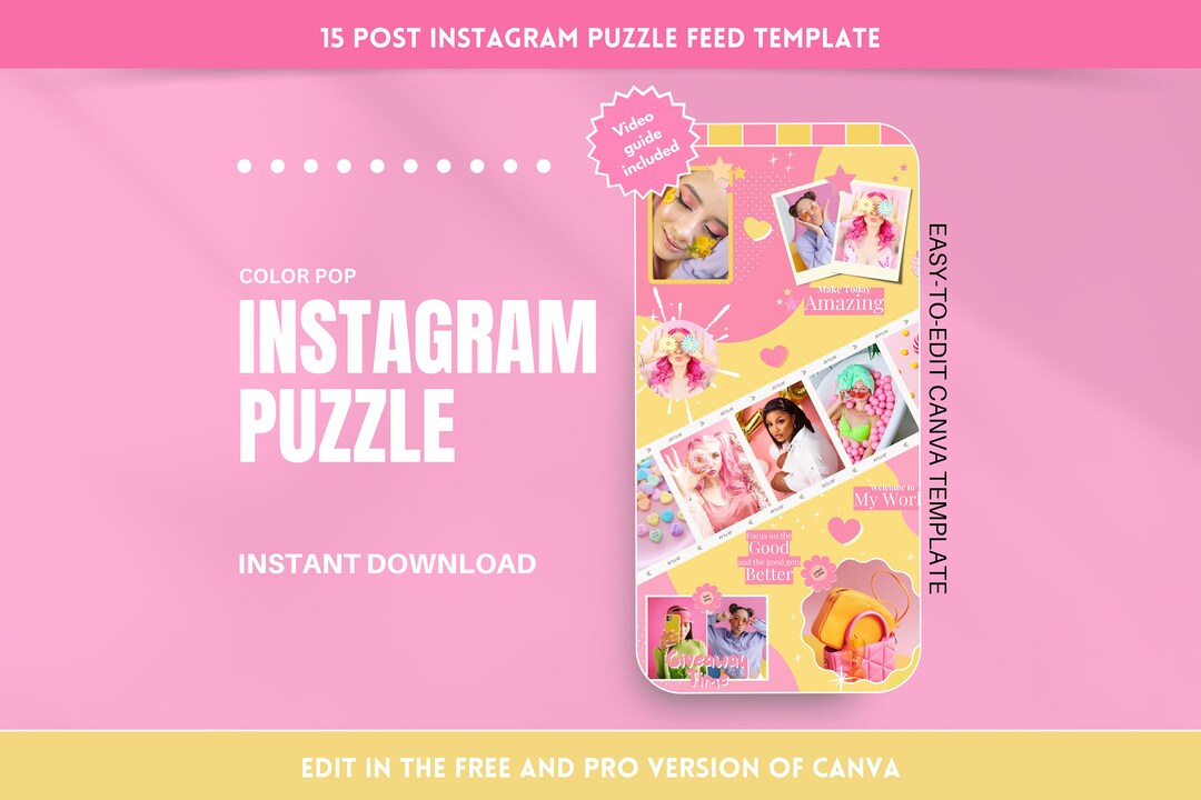 Instagram Puzzle Template - Create a Colorful Seamless and Cute Collage ...