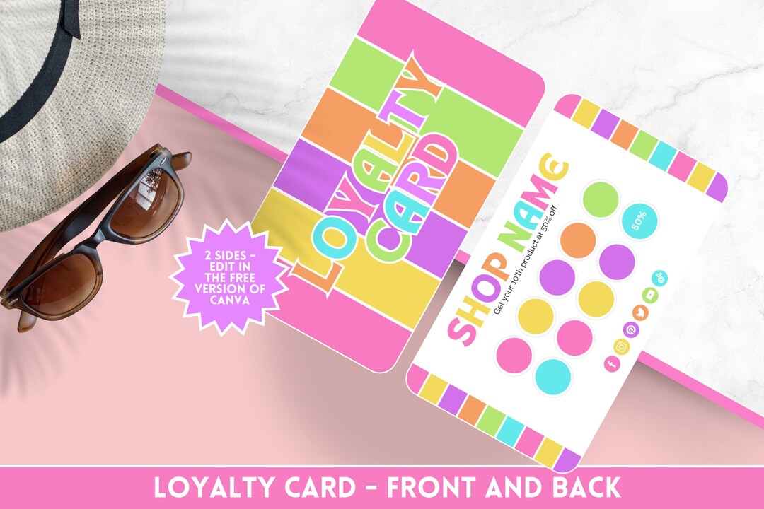 Colorful Loyalty Card Template - Customer Punch Stamp Card - Edit in ...