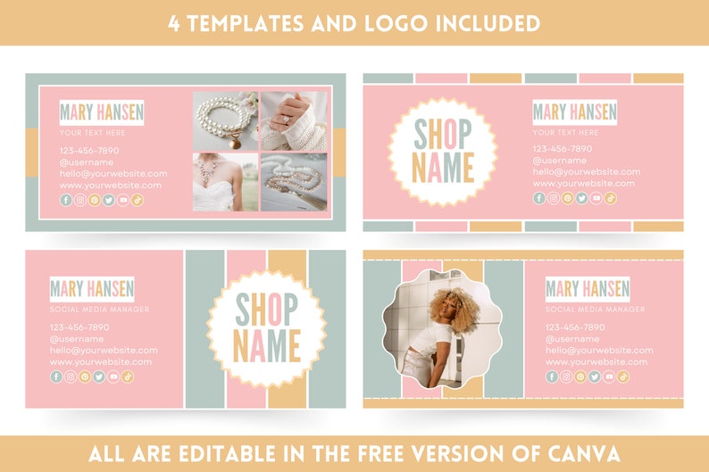 Pastel Email Signature Bundle - Set of 4 Editable Email Templates ...