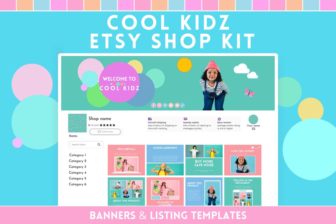 Cool Kids Etsy Shop Kit Colorful and Fun Children Store - Etsy