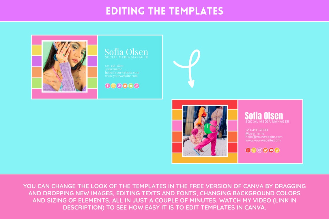 Colorful Email Signature Bundle - Set of 4 Editable Rainbow Email ...