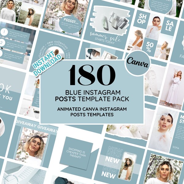 Blue Instagram Template - Etsy