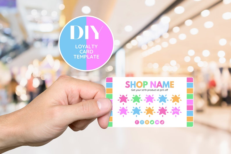Bold Loyalty Card Template - Customer Punch Stamp Card - Edit in Canva ...