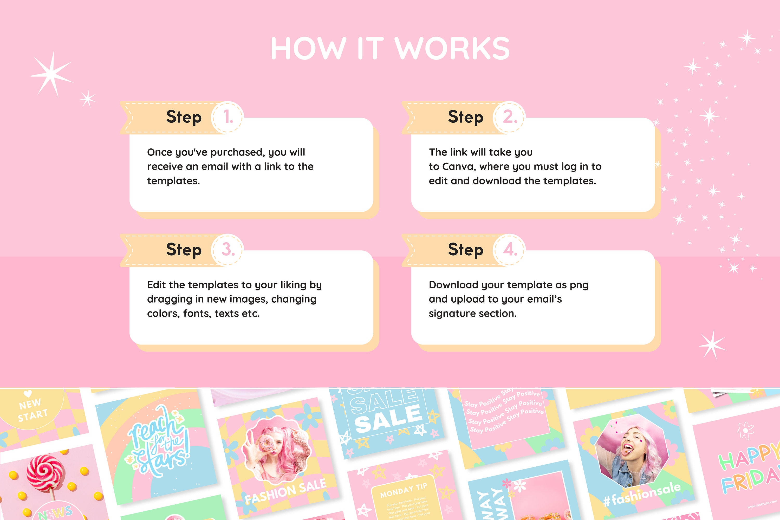 Bright Email Signature Bundle - Set of 4 Cute Editable Email Templates ...