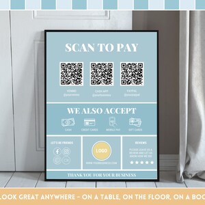 Blue Scan to Pay Template QR Code Sign - Easy Payment Display ...