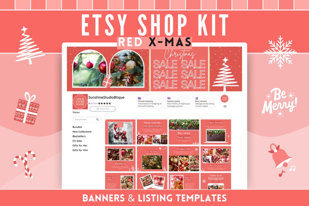 Complete Christmas Etsy Shop Kit: Listing Templates, Icons and Order ...