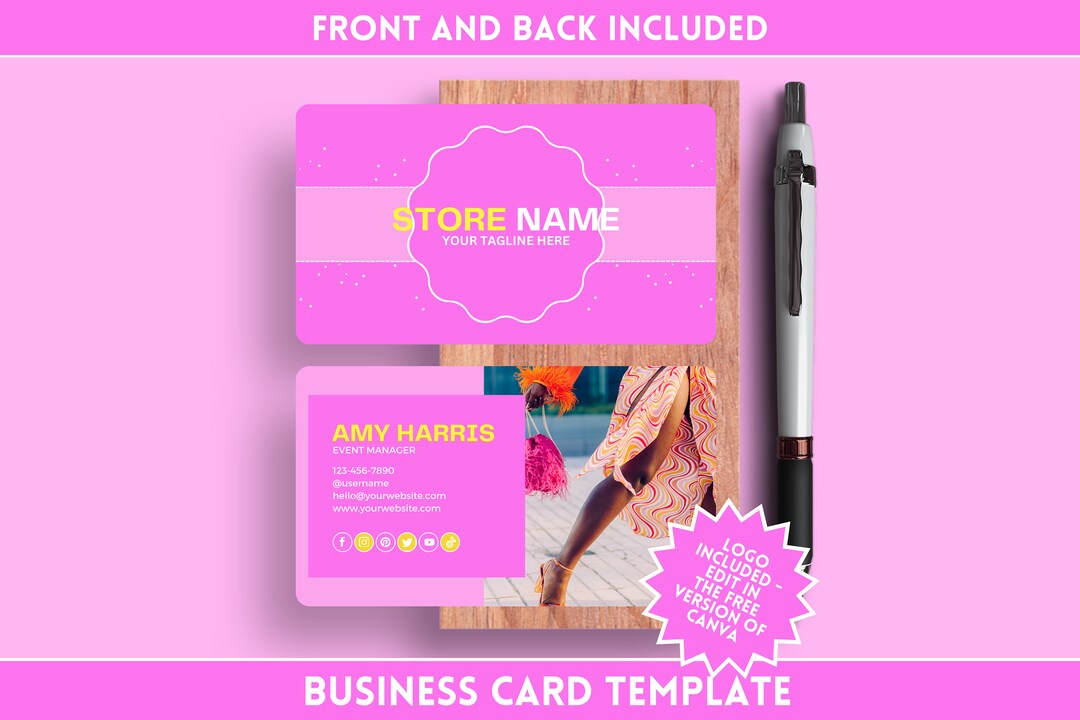 Cute Business Card Template Colorful Business Card Design Edit in Canva ...