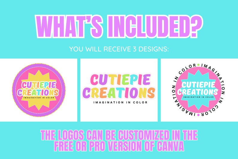 Cute DIY Logo Templates - Bright & Colorful Business Logo Templates - Edit in Canva - Instant ...