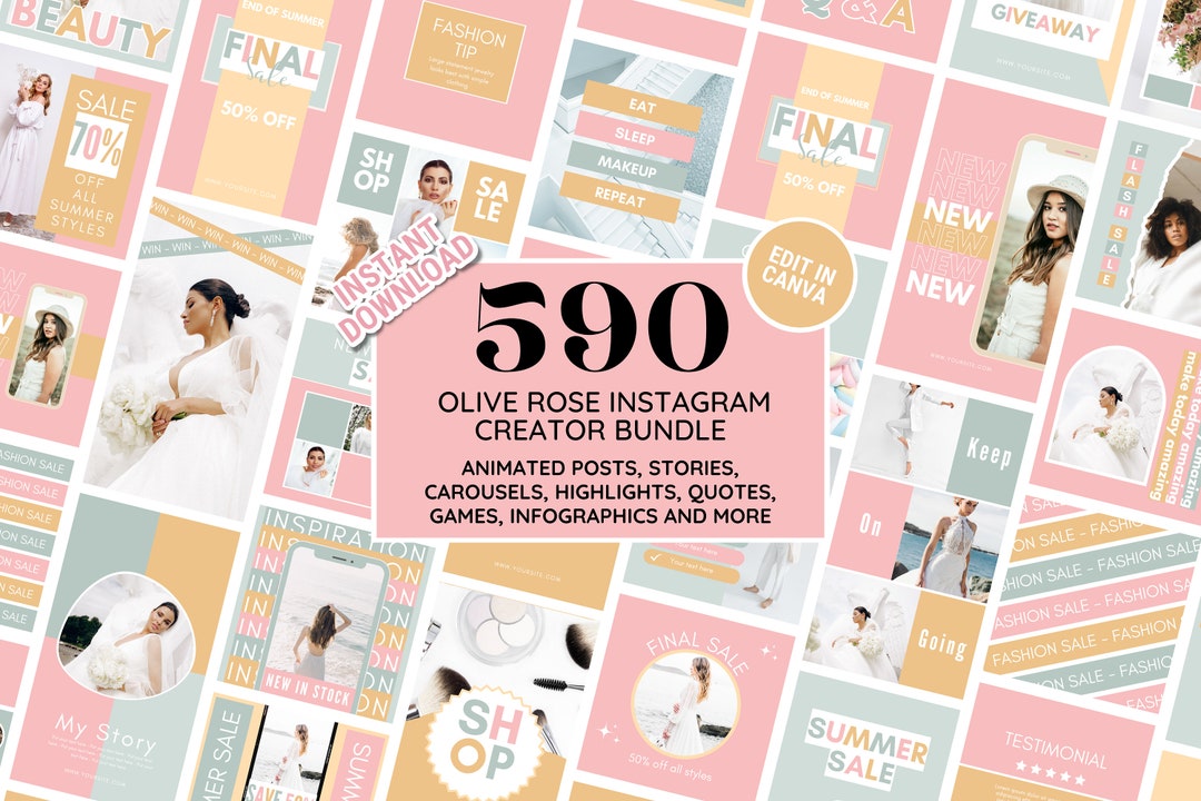 Lot de modèles Instagram : kit de branding pour réseaux sociaux olive ...