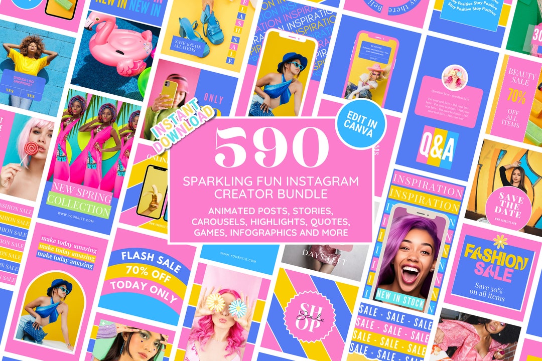 Instagram Template Bundle: Posts, Stories, Carousels, Quotes, Highlight ...