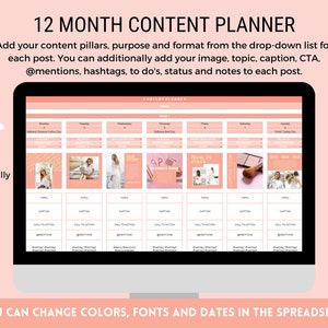 Peach Sunrise Social Media Planner | Google Sheets | Content Planner ...