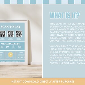 Blue Scan to Pay Template QR Code Sign - Easy Payment Display ...