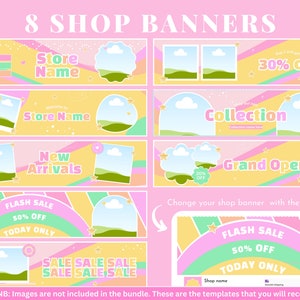 Rainbow Pastel Branding Kit for Your Etsy Shop: Happy Colors Banners ...