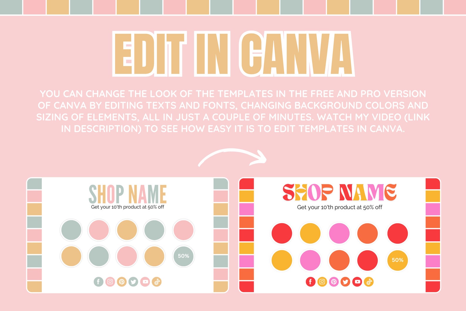 Pastel Loyalty Card Template - Customer Punch Stamp Card - Edit in ...