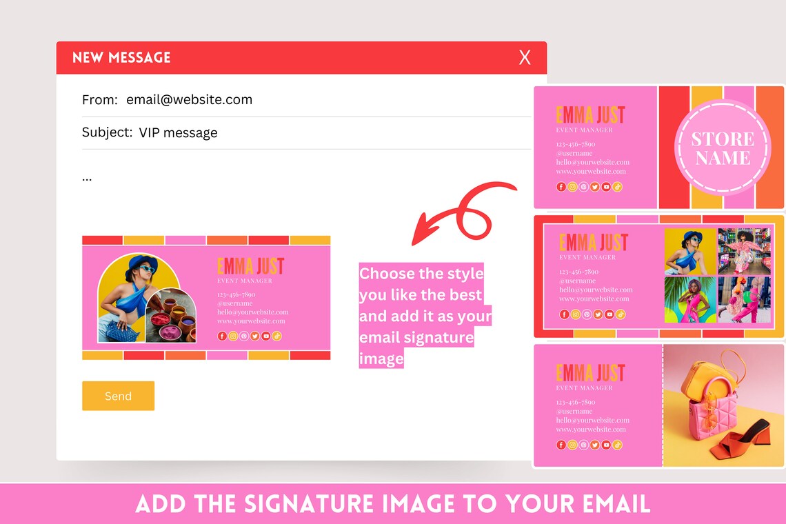 Colorful Email Signature Bundle - Set of 4 Editable Email Templates ...