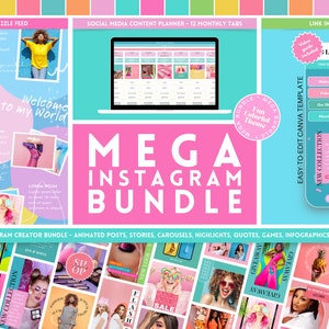 Instagram Mega Bundle Kit: Colorful Stories, Posts, Carousels, Quotes ...