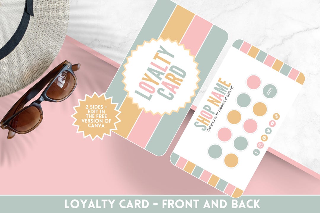 Pastel Loyalty Card Template - Customer Punch Stamp Card - Edit in ...