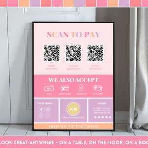 QR Code Sign Scan to Pay Template - Easy Payment & Follow Us on Social ...