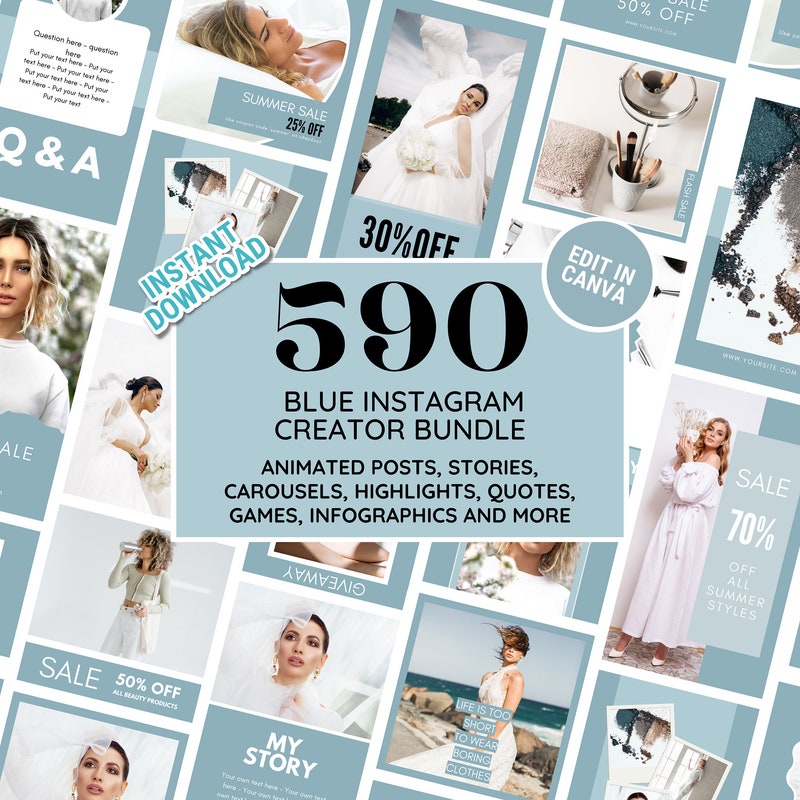 Blue Instagram Template - Etsy