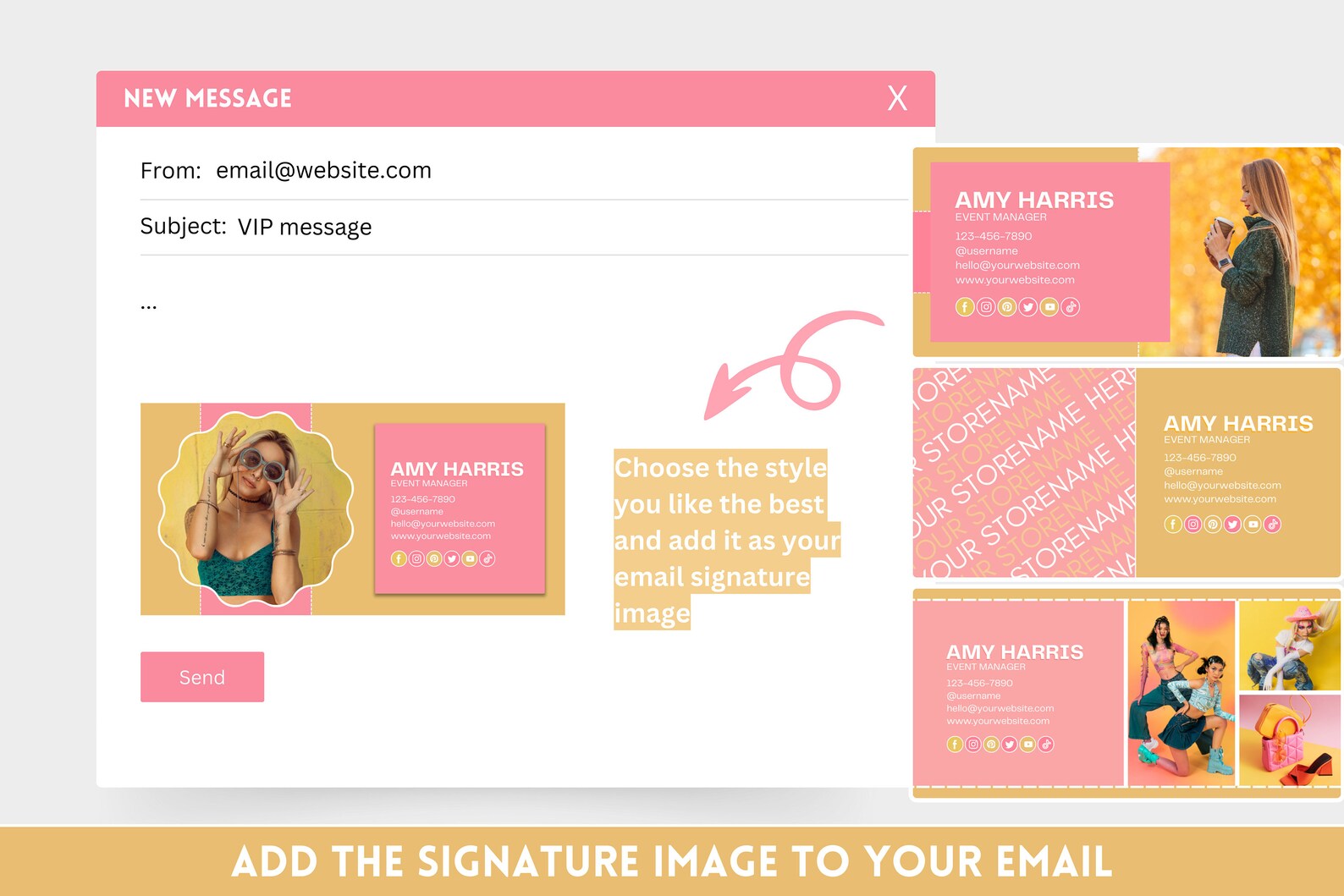 Cute Email Signature Bundle - Set of 4 Cute Editable Email Templates ...