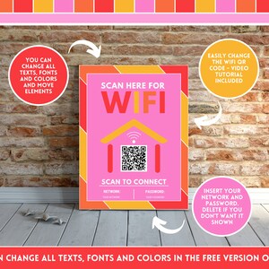 Colorful Wifi QR Code Sign - Editable Wifi Password Sign - Printable ...