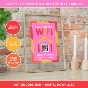 Colorful Wifi QR Code Sign - Editable Wifi Password Sign - Printable ...