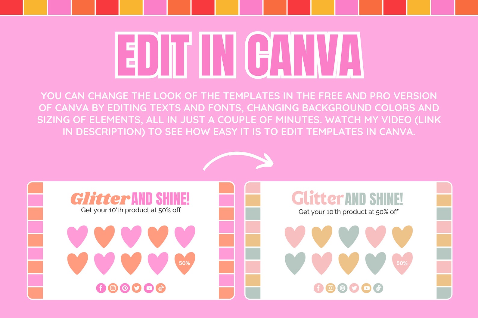 Pastel Loyalty Card Template - Customer Punch Stamp Card - Edit in ...