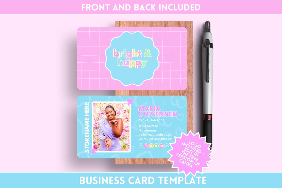 Cute Business Card Template Pastel Business Card Design Edit in Canva ...