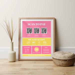 Color POP Scan to Pay Sign QR Code Sign Canva Template - Etsy