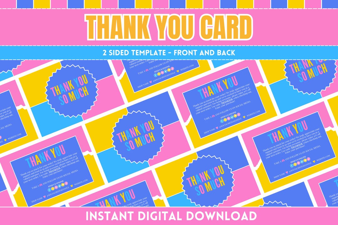 Business Thank You Card - Cute Template for Fun Packaging - DIY ...
