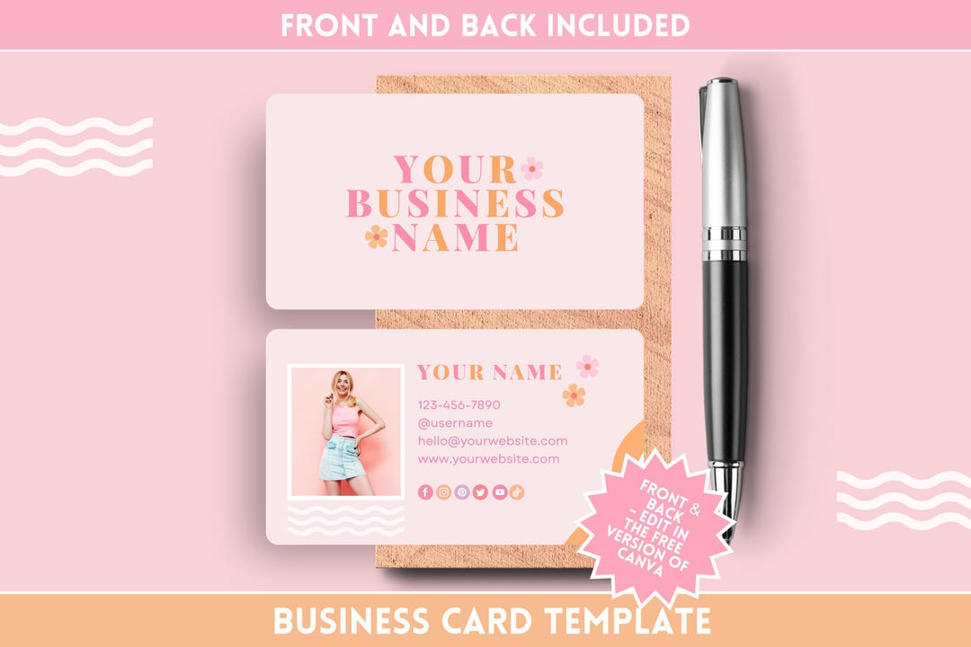 Cute Business Card Template Perfect for Fashion, Beauty, Jewelry, Salon ...
