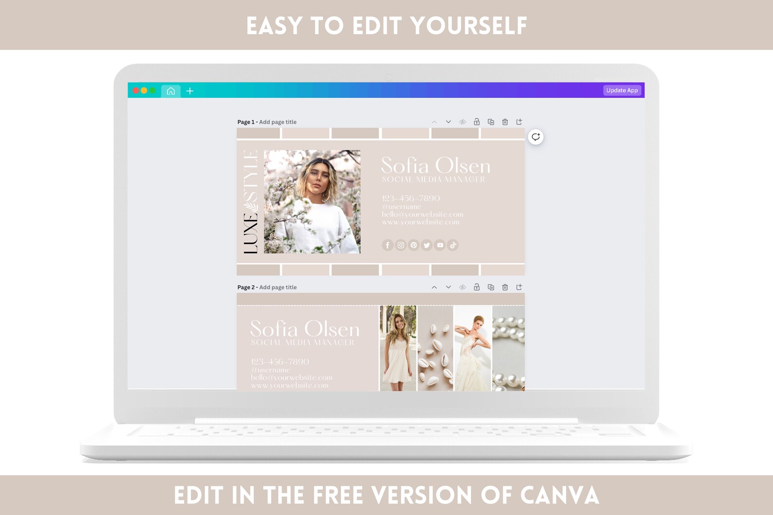 Boho Email Signature Bundle - Set of 4 Editable Peach Email Templates ...
