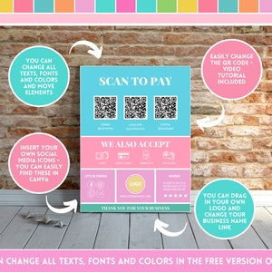 Colorful Scan to Pay Template - QR Code Sign - Easy Payment Display ...