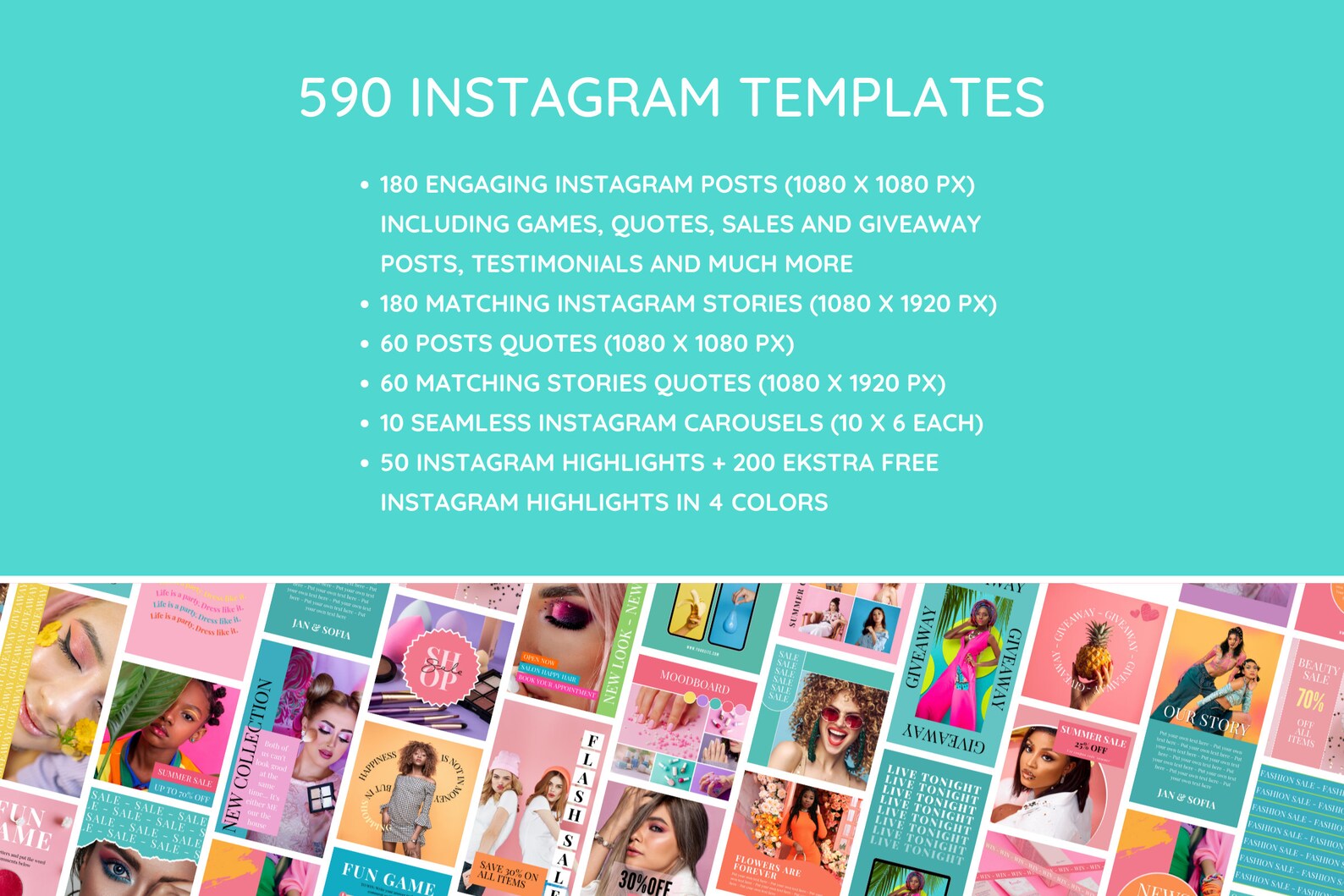Instagram Mega Bundle Kit: Colorful Stories, Posts, Carousels, Quotes ...