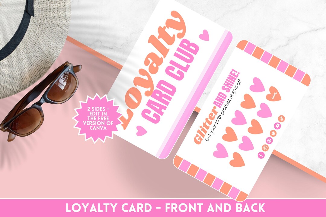 Pastel Loyalty Card Template - Customer Punch Stamp Card - Edit in ...