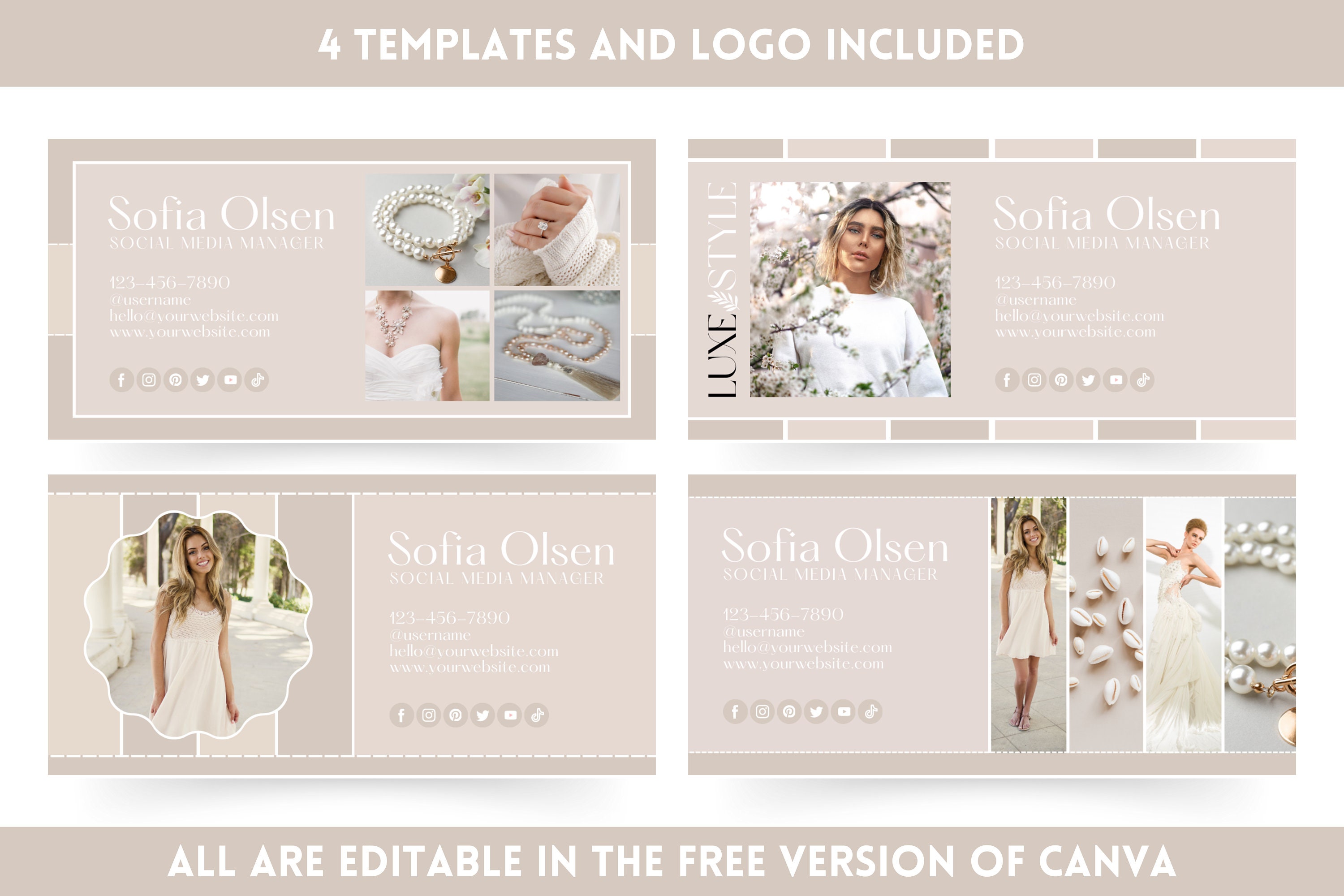 Boho Email Signature Bundle - Set of 4 Editable Peach Email Templates ...