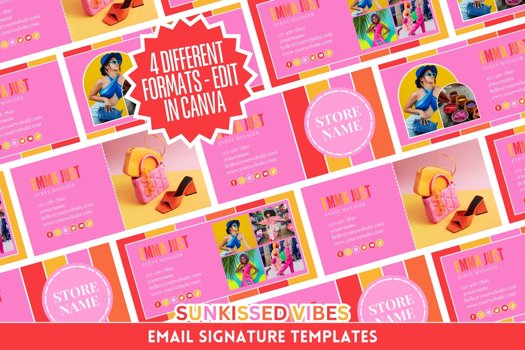 Colorful Email Signature Bundle - Set of 4 Editable Email Templates ...