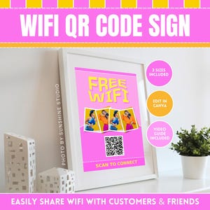 Wifi QR Code Sign - Cute Editable Wifi Password Sign - Printable and ...