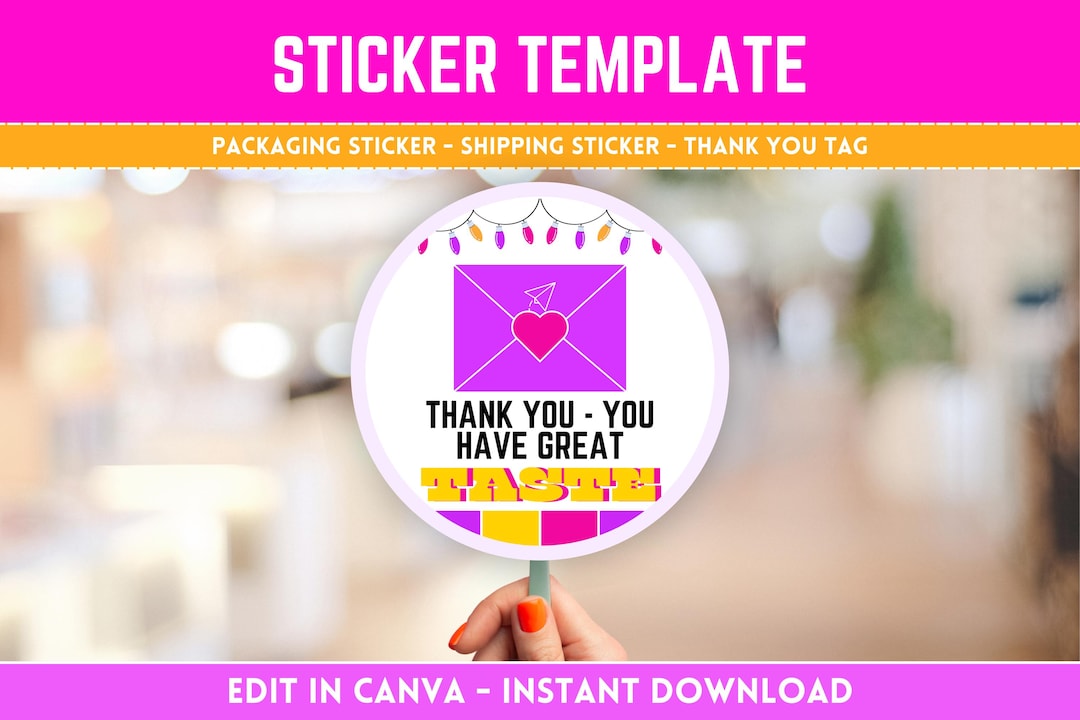Cute Thank You Sticker Template - Label Template for Fun Packaging ...