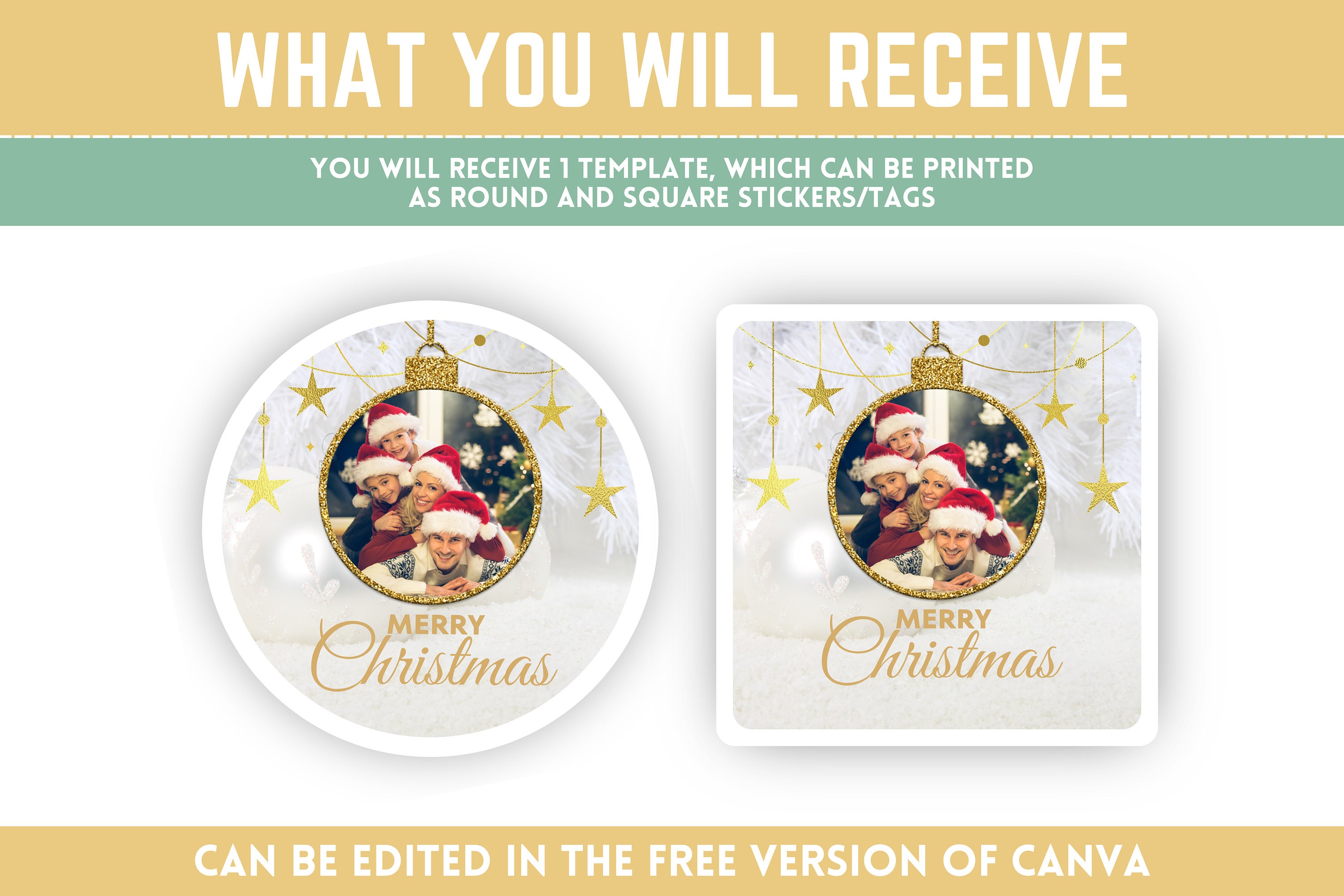 Christmas Sticker Template - Cute Portrait Label Template for Fun ...