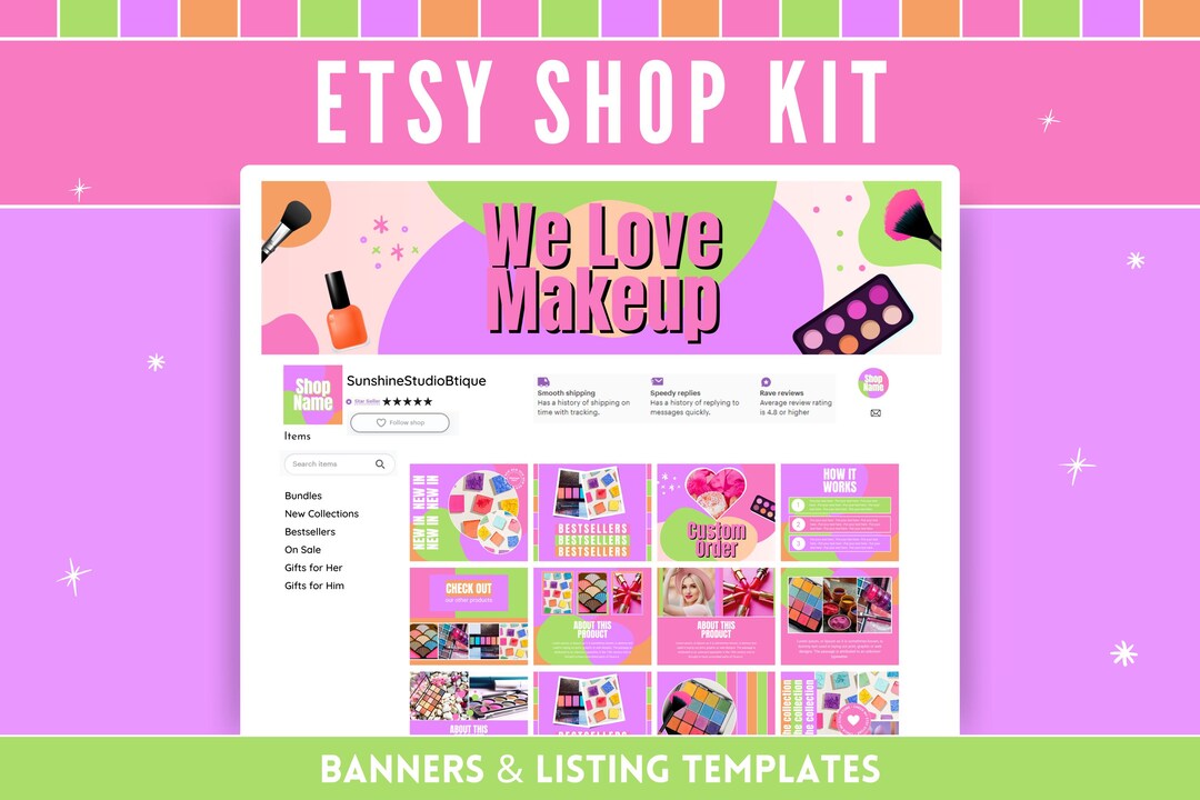 Makeup Etsy Shop Kit - Cosmetics Etsy Store Banners and Listing ...