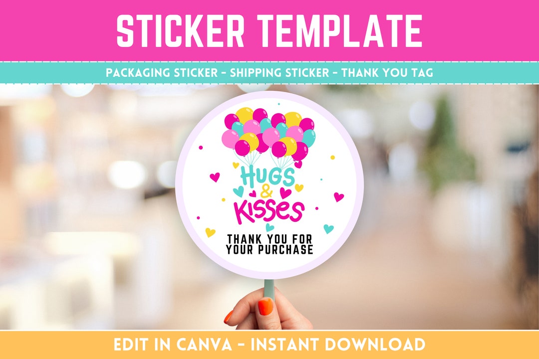 Cute Thank You Sticker Template - Label Template for Fun Packaging ...