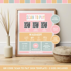 Scan to Pay Template QR Code Sign - Easy Payment & Follow Us on Social ...