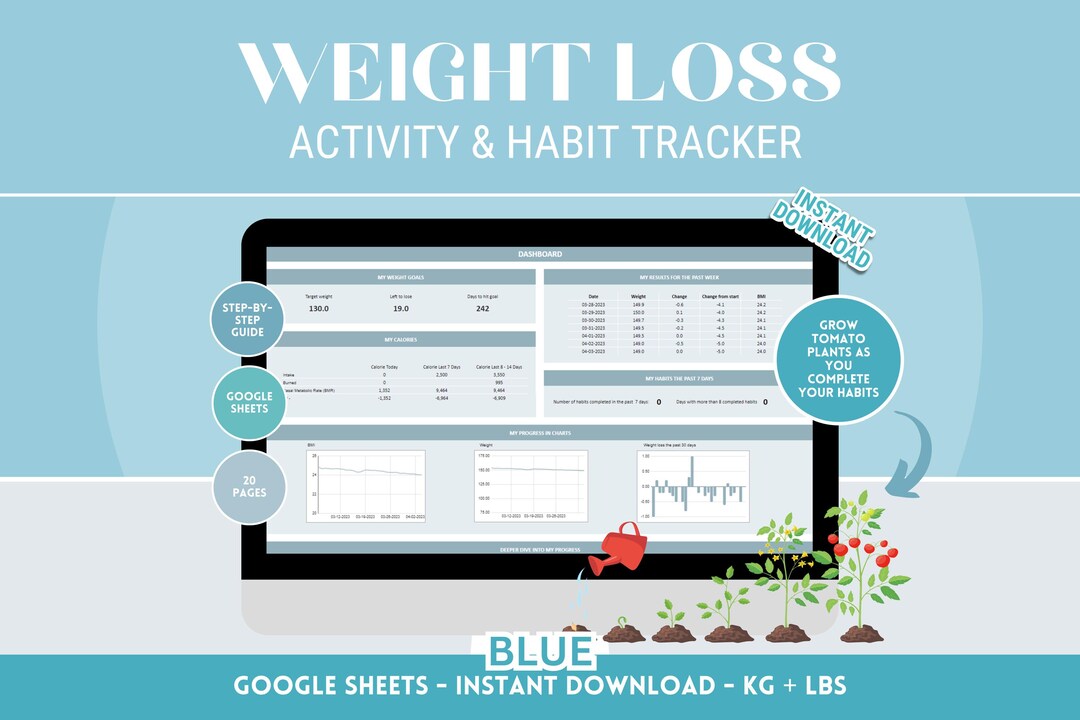 Weight Loss Tracker: Stay on Track With This Blue Google Sheets ...