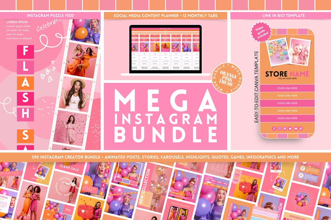 Mega Instagram Template Bundle Kit: Posts, Stories, Puzzle, Carousels ...